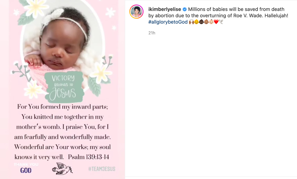 Actress Kimberly Elise Celebrates The Overturning Of Roe V. Wade