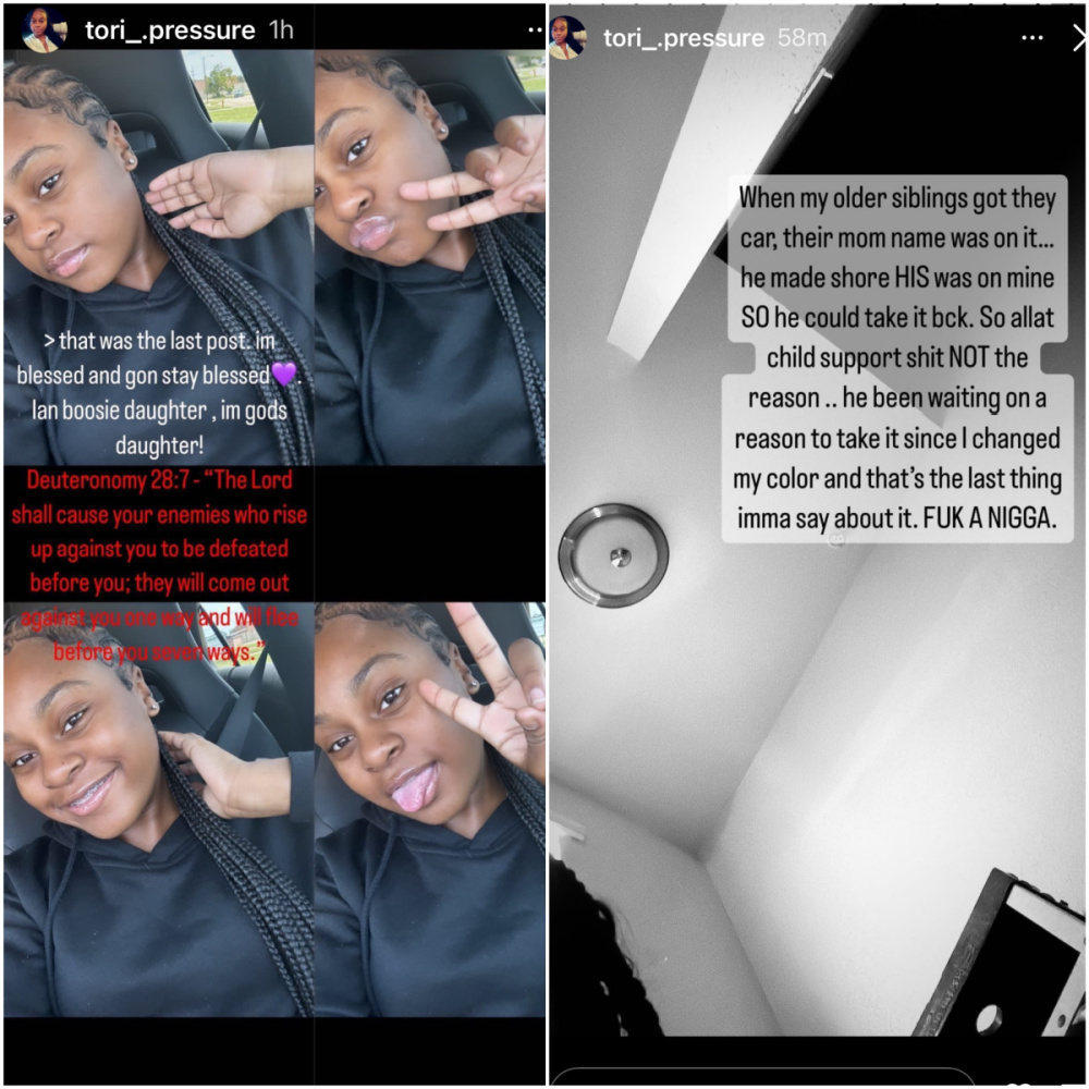 Boosie's Badazz Daughter Toriana Blasts Him For Taking Her Car