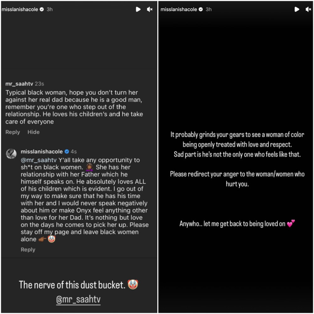 LaNisha Cole Checks A ‘Dust Bucket’ Who Commented On Her Turning Her Daughter Against Nick Cannon