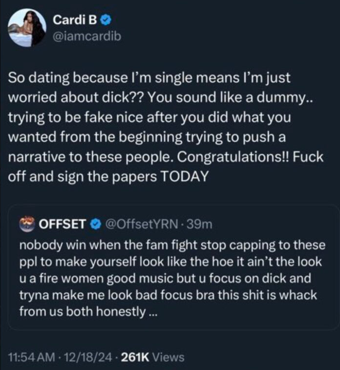 Cardi B & Offset Font-Fight On Twitter: ‘F**k Off & Sign The Papers Today’