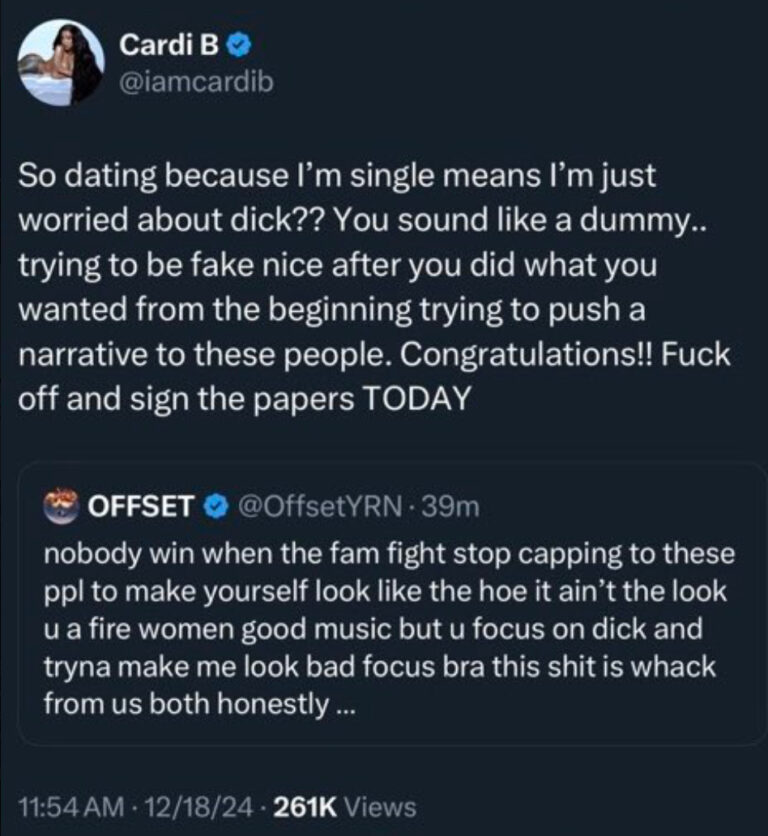 Cardi B & Offset Font-Fight On Twitter: ‘F**k Off & Sign The Papers Today’