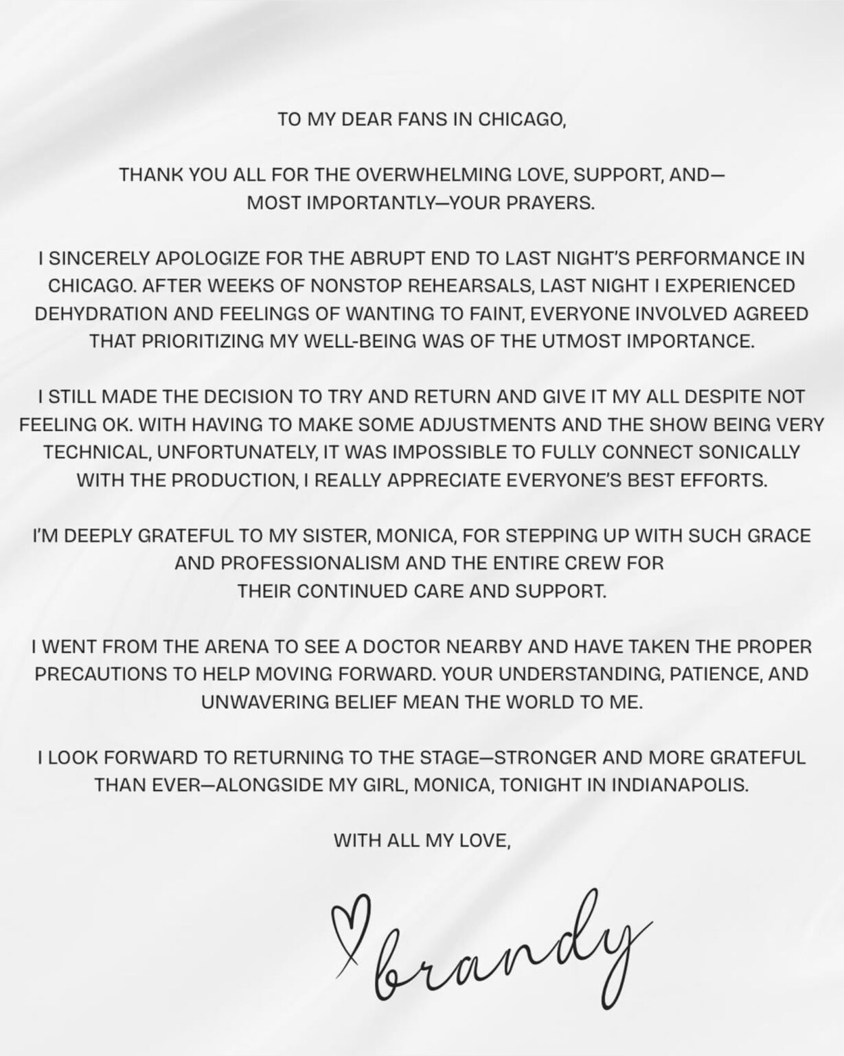 Brandy Apologizes To Chicago Fans After Shocking Mid-Song Exit From ...